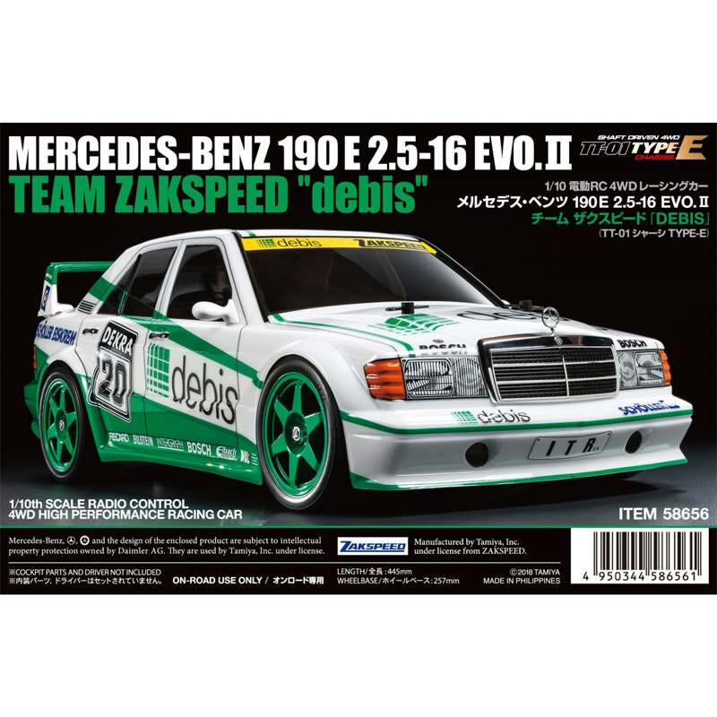 Tamiya 58656 1:10 RC Mercedes MB 190E debis Zakspeed TT-01E, 99,99